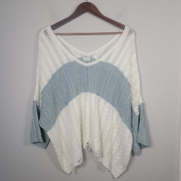 POL | Sweaters | Pol Oversized Cable Knit Drop Shoulders Distressed Hem ...